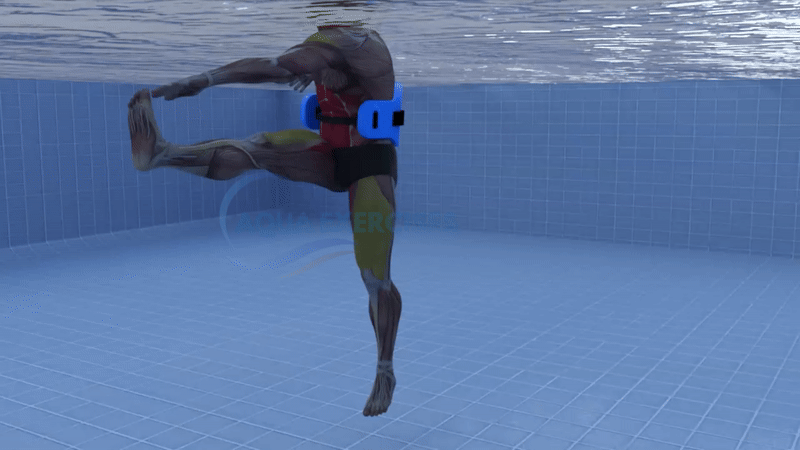 Deep-Water Workout for Obliques: Reaching Opposite Toes