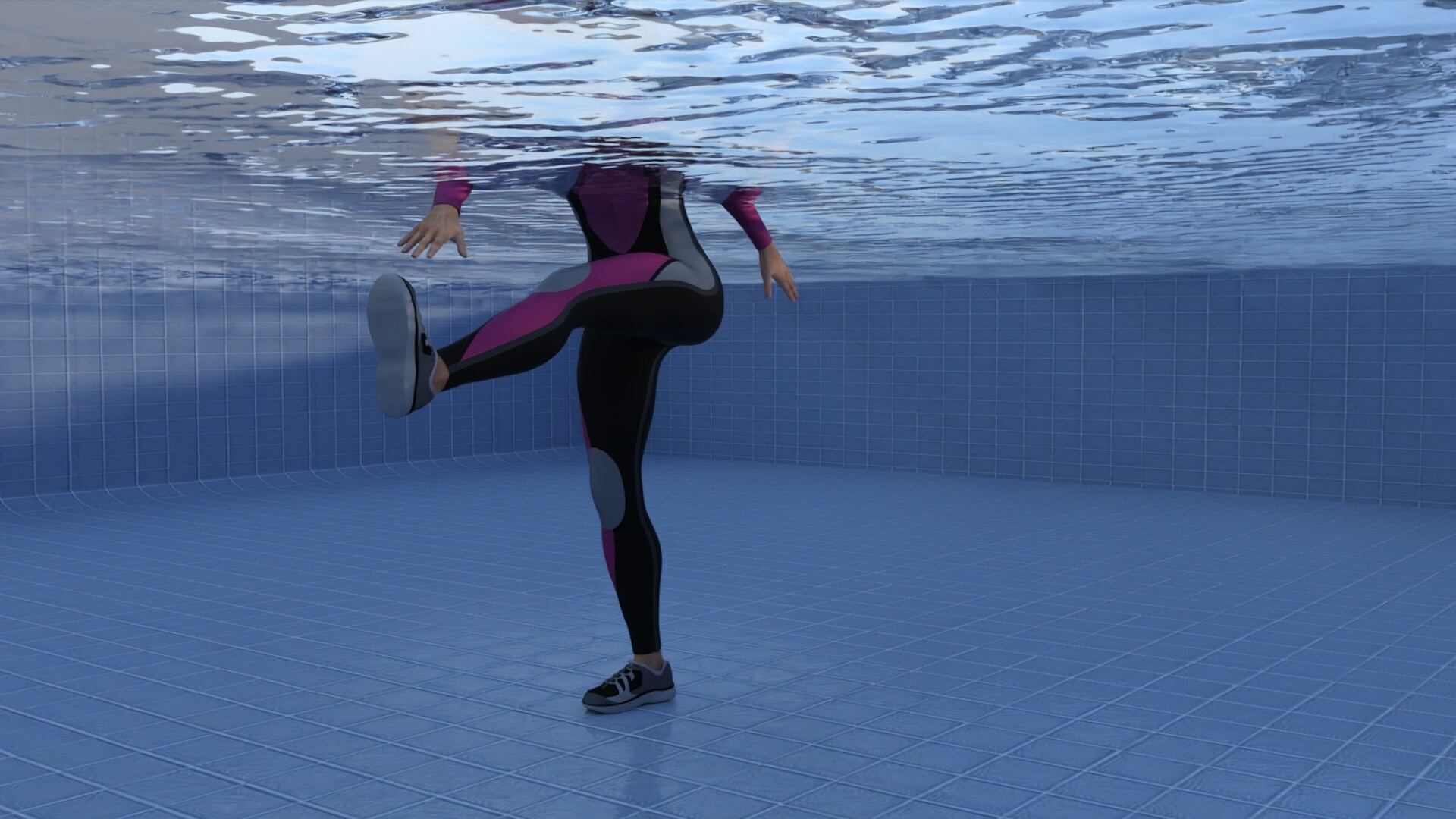 Jumping Toe Reach In The Pool